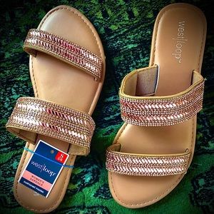 west loop Shoes | Nwt Black White Striped Bow Sandals Flats | Poshmark